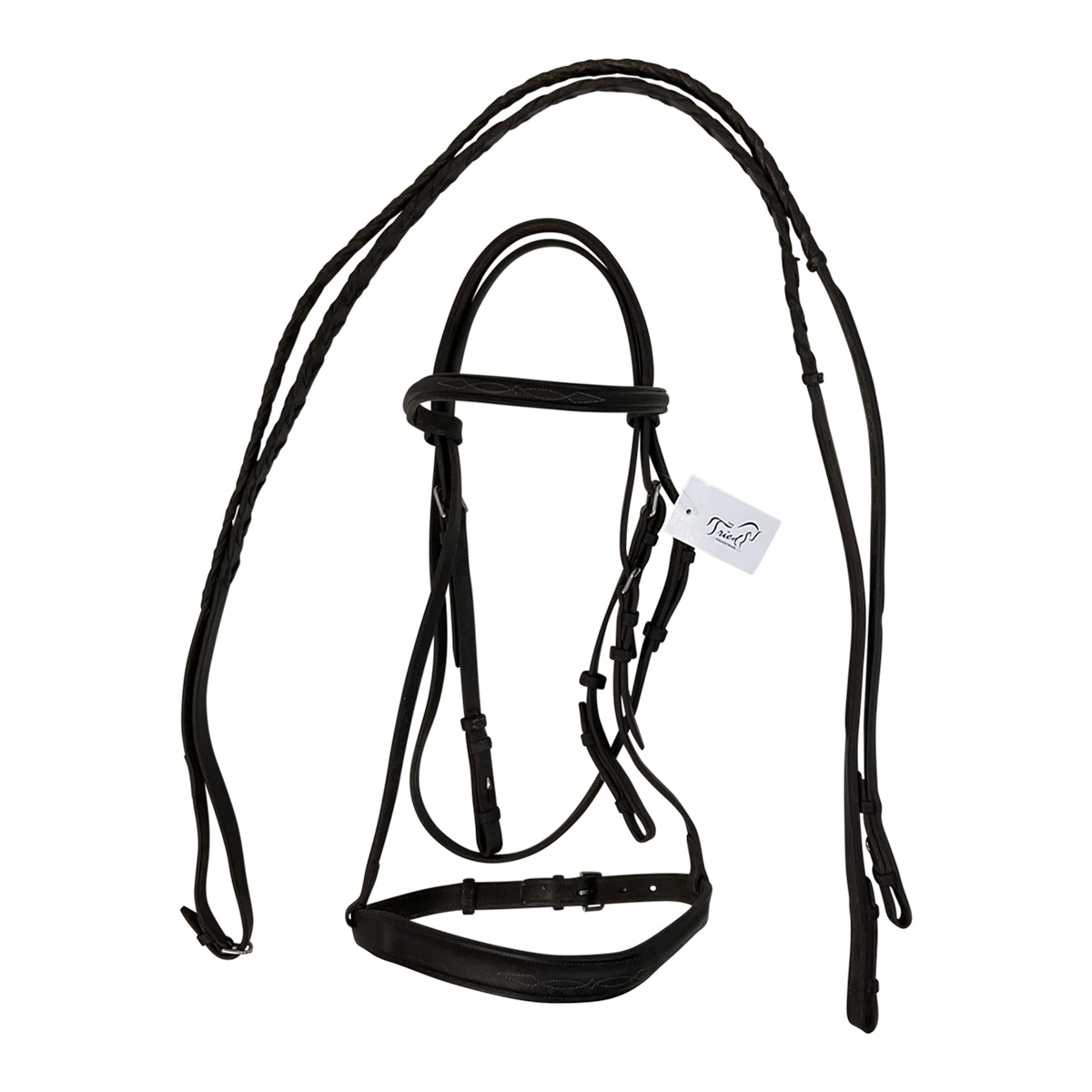 CWD Raised Fancy Stitched French Noseband Bridle w/ Reins in Chocolate ...