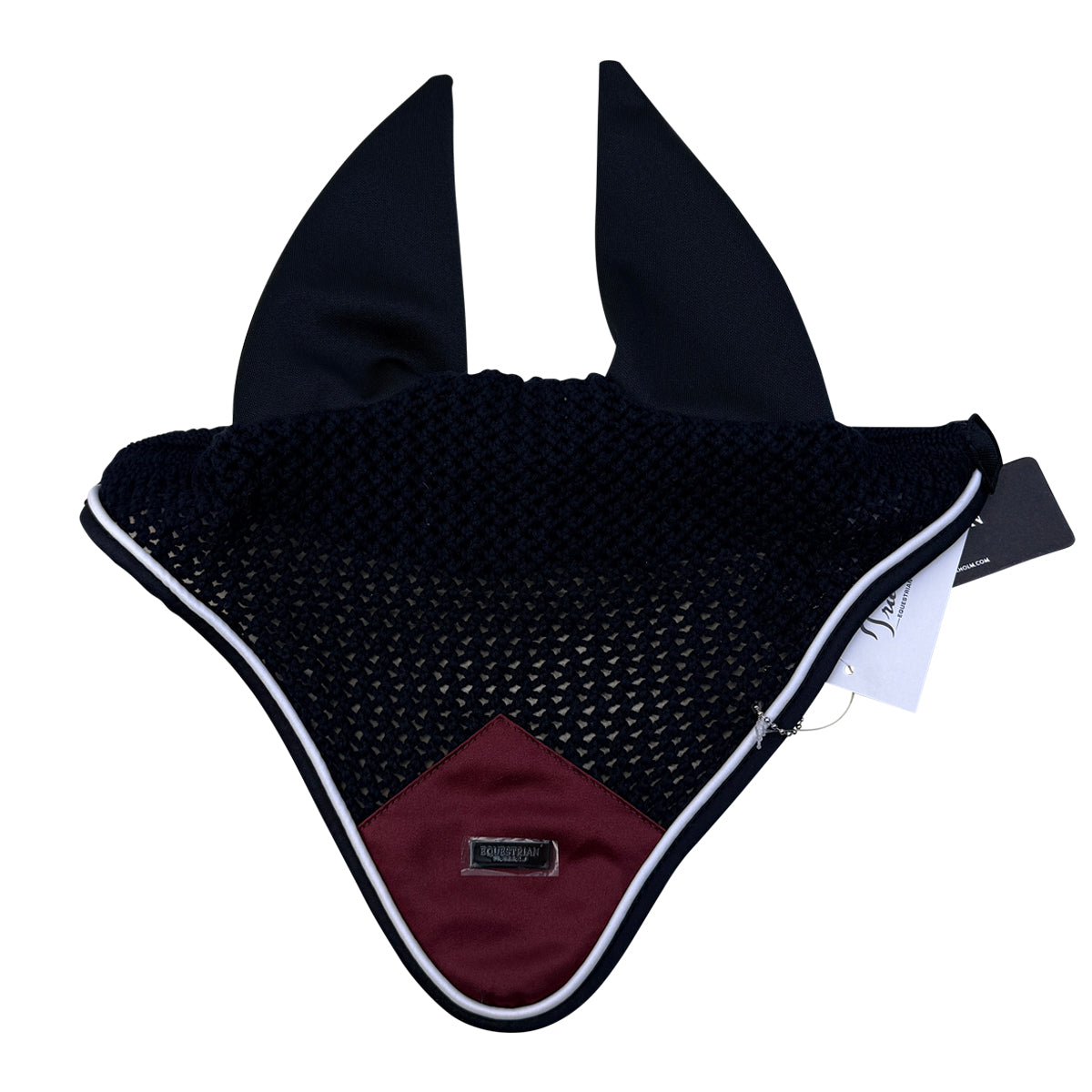 Equestrian Stockholm Ear Bonnet Modern in Navy/Burgundy - Full – The ...